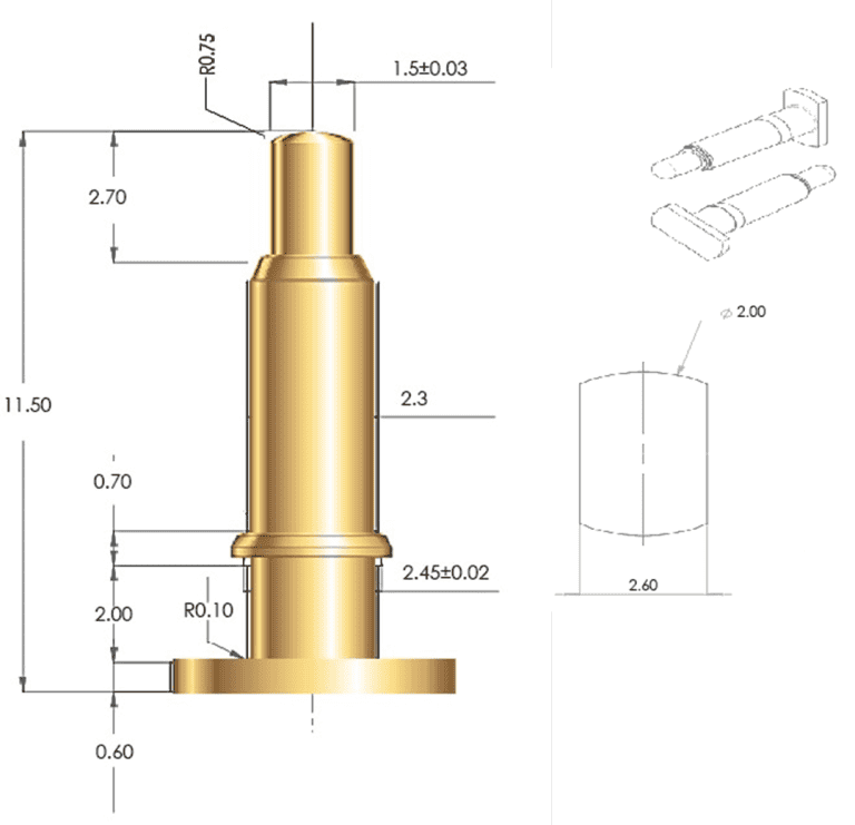 Battery & Connector Pins - BC201460AD (Target Spring Probe)